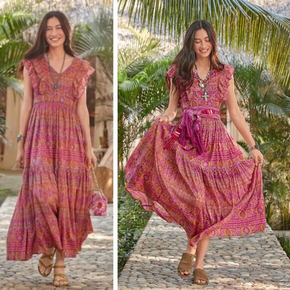Sundance | Dresses | Sundance Mystical Mosaics Maxi Dress Pink Bohemian ...